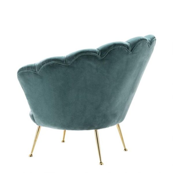 Trapeze Turquoise Velvet Brass Armchair - Avant Garde Furniture