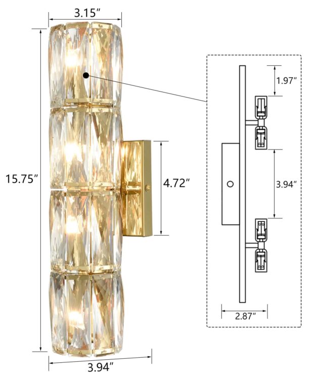 Halston Crystal Gold Wall Light - Avant Garde Furniture