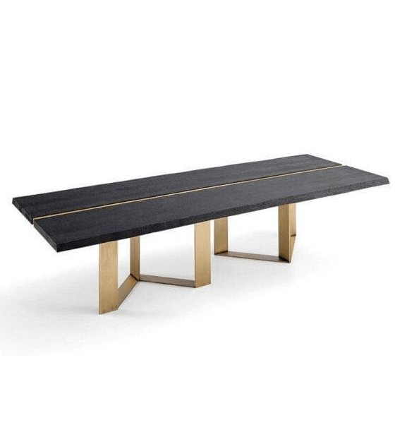 Bernardi Dark Oak Brushed Brass Dining Table – Avant Garde Furniture