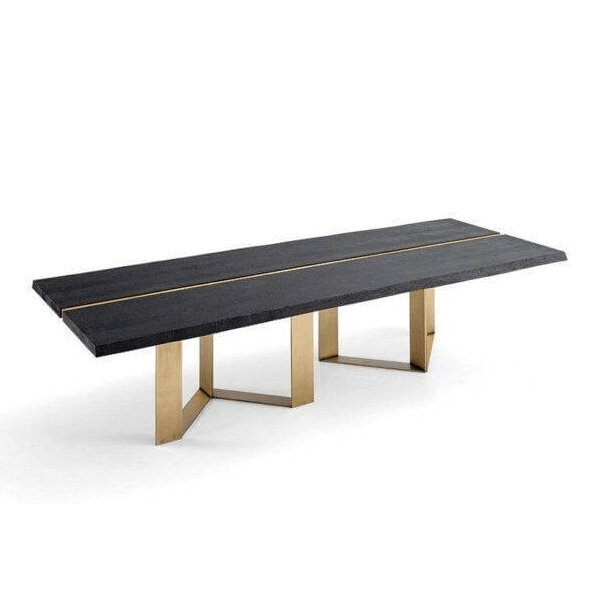 Bernardi Dark Oak Brushed Brass Dining Table – Avant Garde Furniture