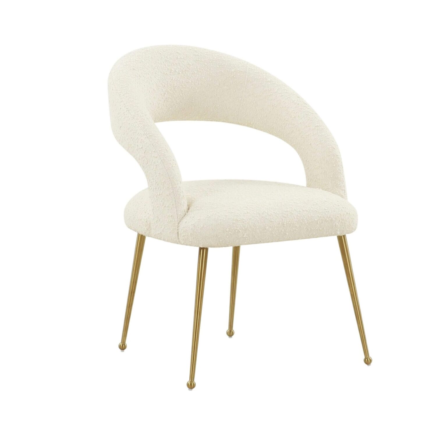 Monroe Ivory Boucle Brass Dining Chair - Avant Garde Furniture