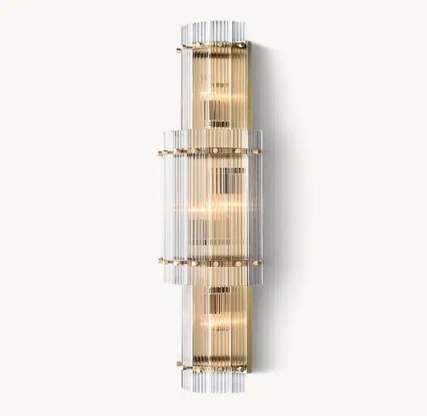 Linear Fluted Glass Bronze Large Wall Light - Avant Garde Furniture