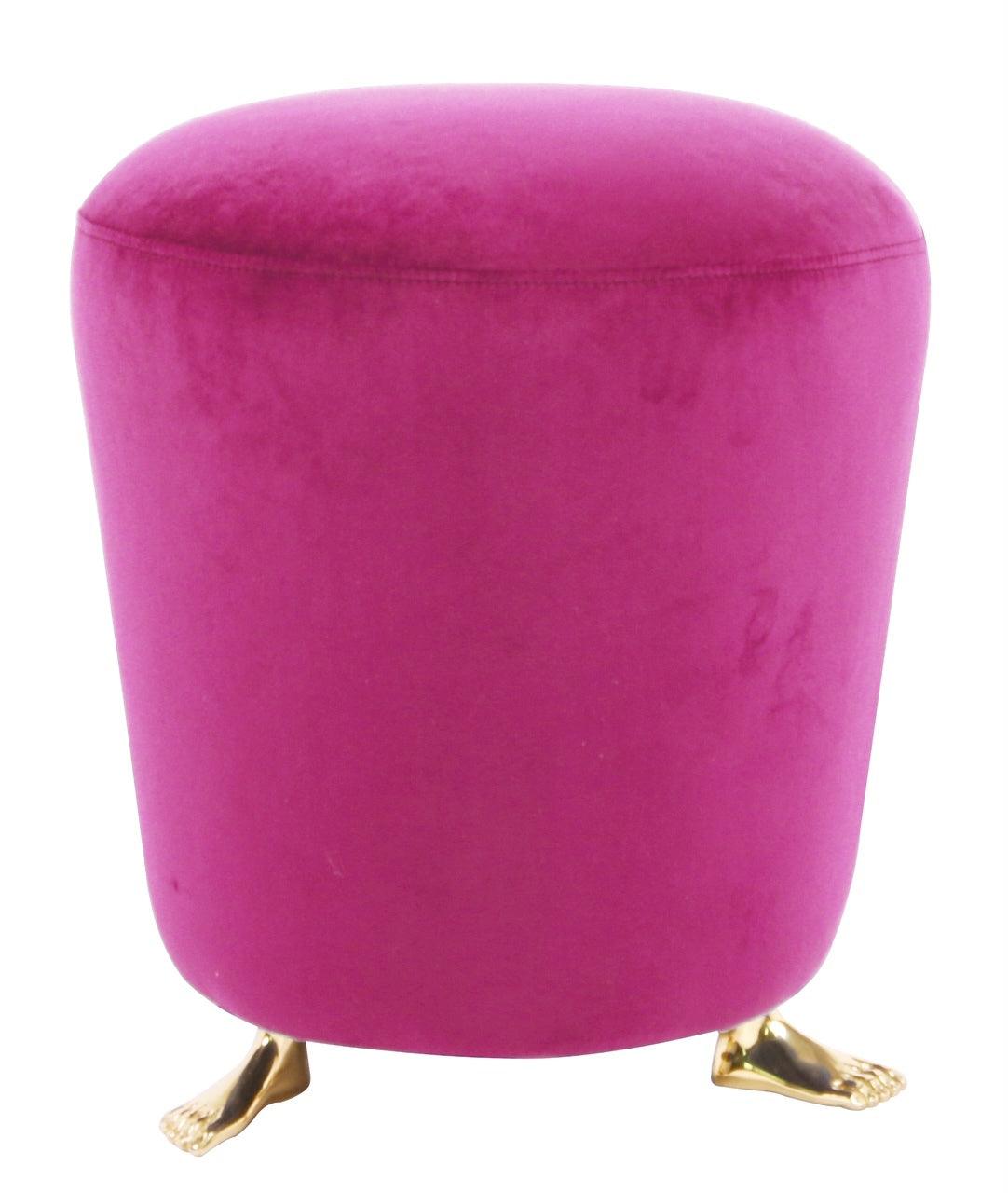 Adler Pink Velvet Gold Stool - Avant Garde Furniture