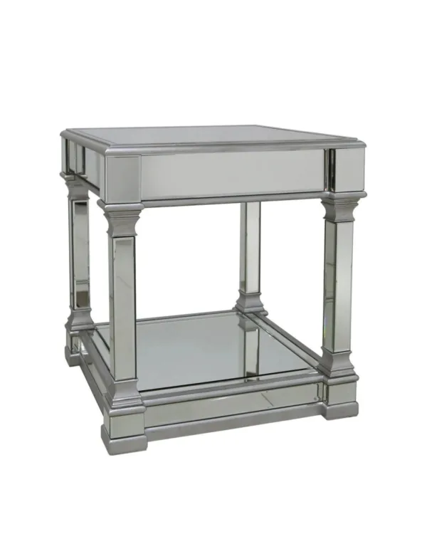 Naxos Silver Mirror Side Table 60cm - Avant Garde Furniture