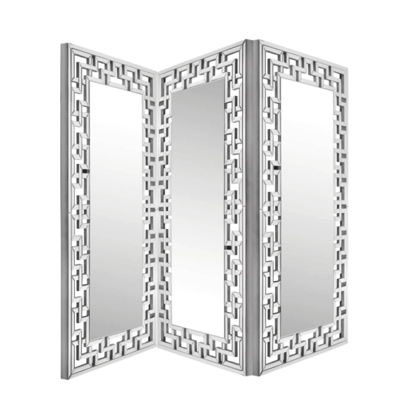 Eros Greek Key Mirror Dressing Screen - Avant Garde Furniture