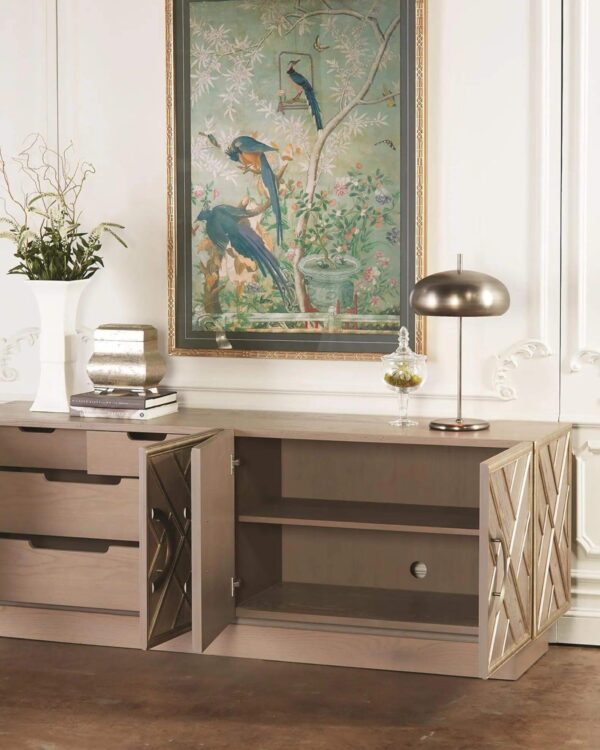 Amherst Brown Oak Antique Gold Buffet - Avant Garde Furniture