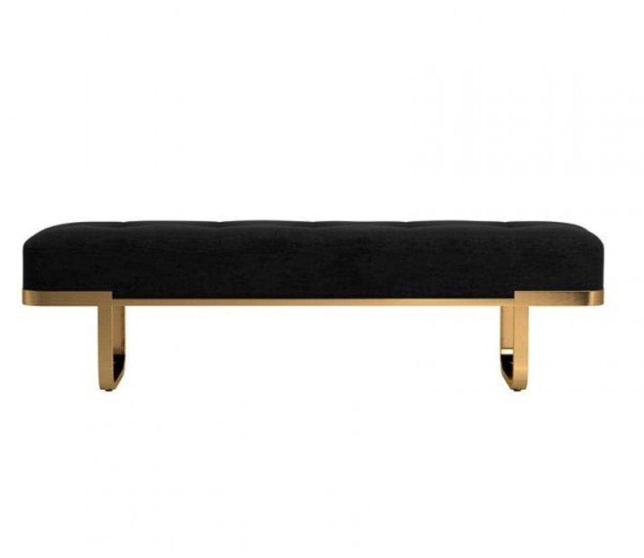 Cardinal Black Velvet Brushed Chrome Bench - Avant Garde Furniture
