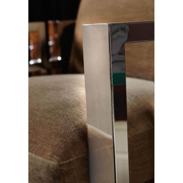 Bernhardt Beige Velvet Chrome Armchair - Avant Garde Furniture