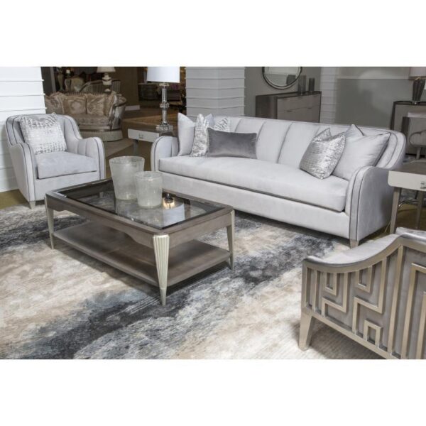 Bernhardt Grey Velvet Chrome Armchair - Avant Garde Furniture