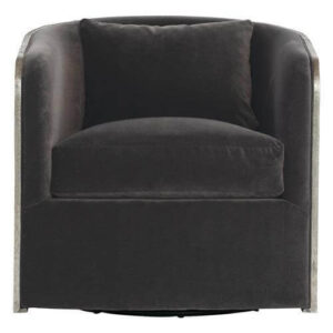 Bernhardt Silver Black Velvet Swivel Armchair - Avant Garde Furniture
