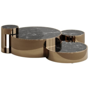 Casa White Marble Brass Sidetable Set - Avant Garde Furniture