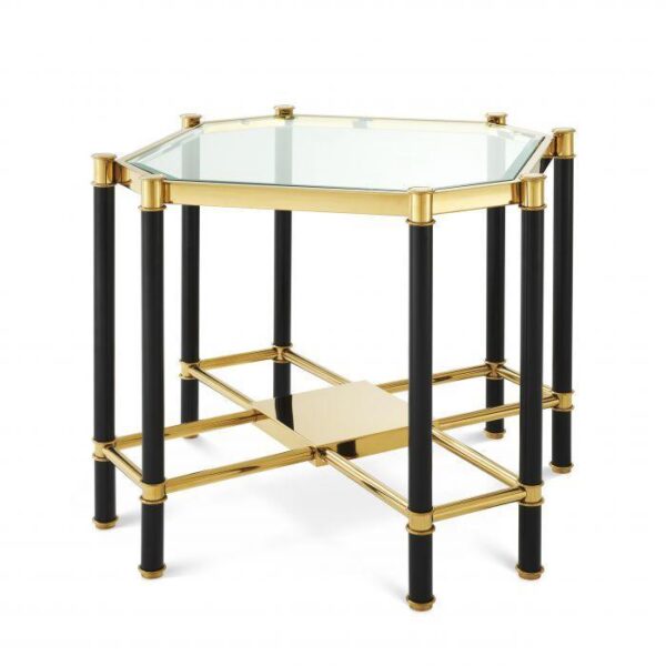 Florence Gold Black Glass Sidetable - Avant Garde Furniture