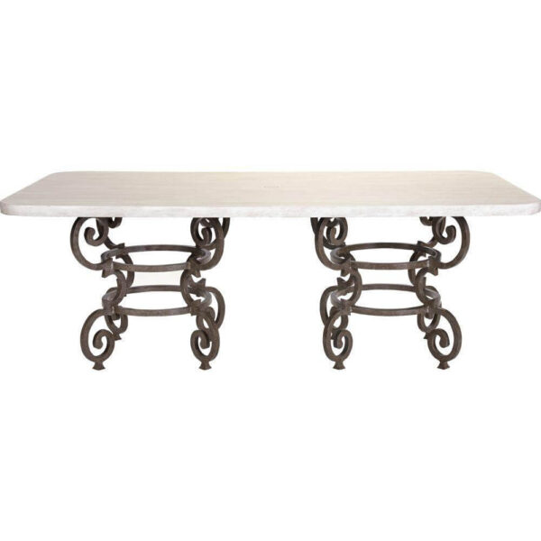 Florentine Antique Iron Marble Dining Table - Avant Garde Furniture