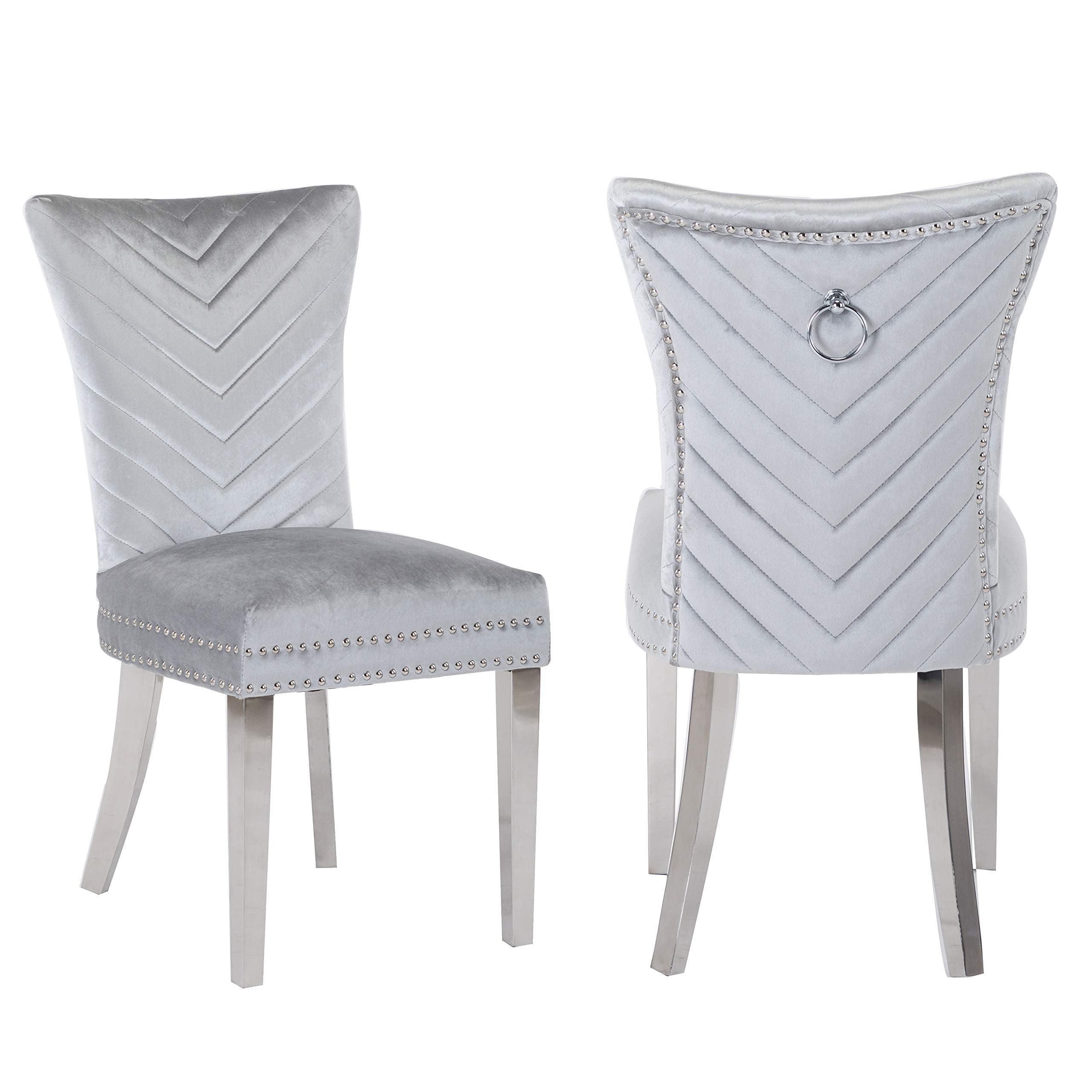 Galliant Chevron Blue Velvet Dining Chair – Avant Garde Furniture