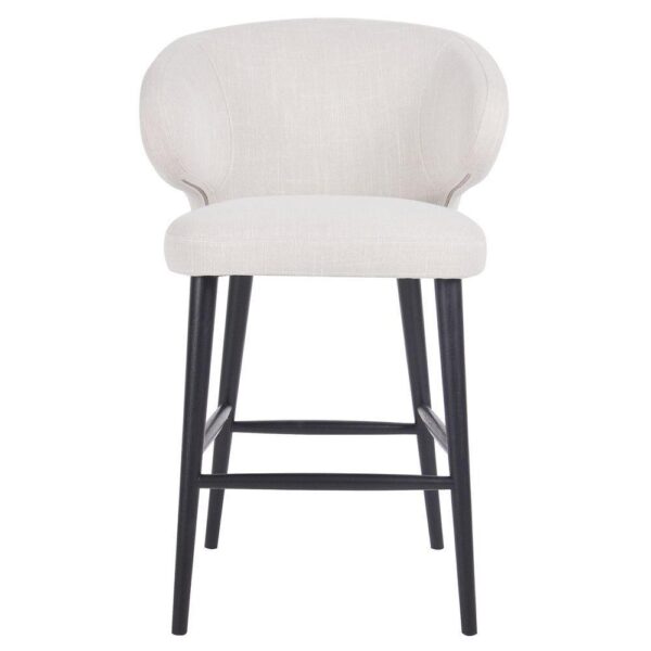 Harlow White Linen Black Kitchen Stool - Avant Garde Furniture