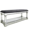 Naxos Gold Mirror Black Velvet Bench - Avant Garde Furniture