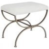 Novac White Linen Iron Stool - Avant Garde Furniture