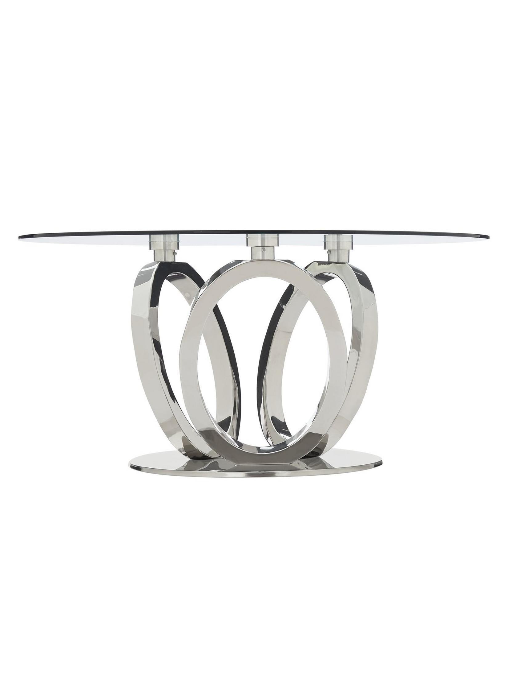 Oliver Chrome Glass Dining Table - Avant Garde Furniture