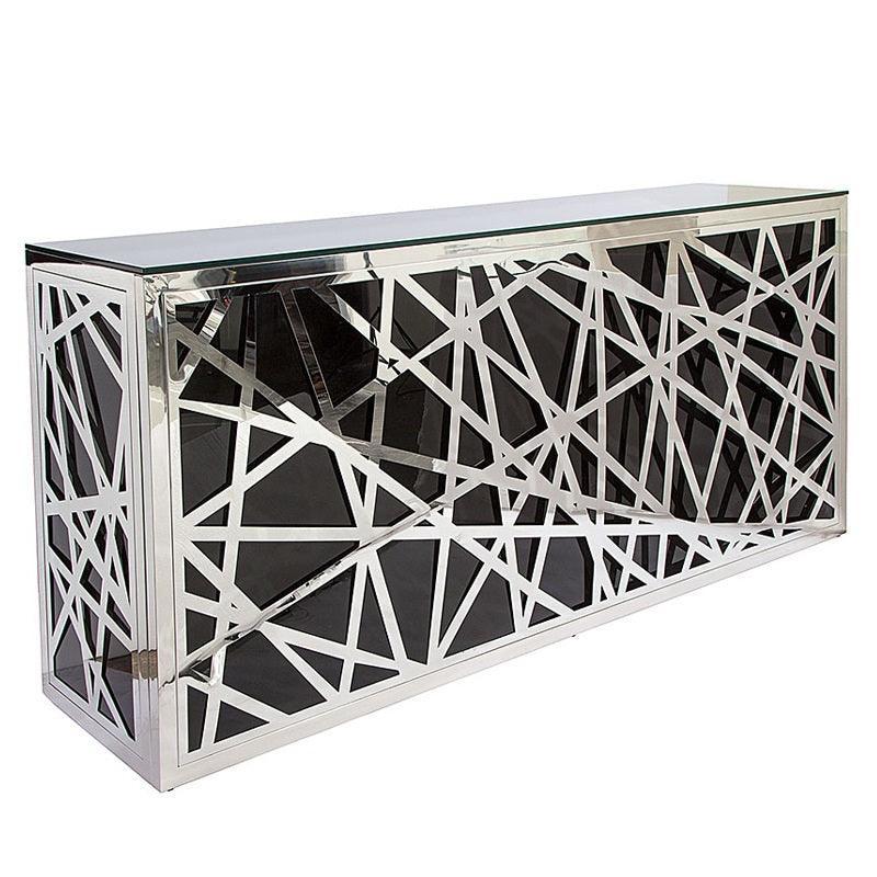Regency Chrome Black Lucite Bar - Avant Garde Furniture