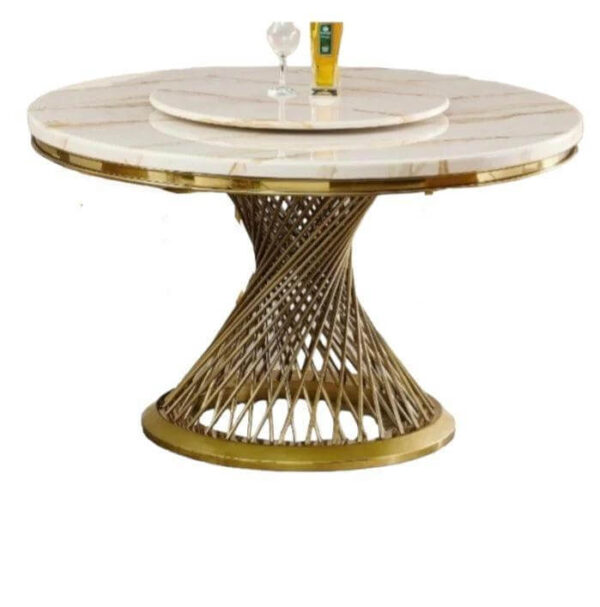Hurricane Cream Marble Gold Dining Table - Avant Garde Furniture