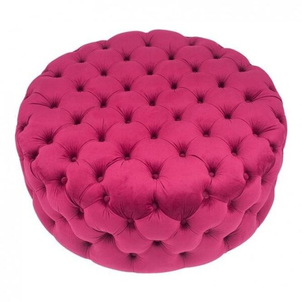 Chesterfield Light Pink Velvet Ottoman 100cm - Avant Garde Furniture
