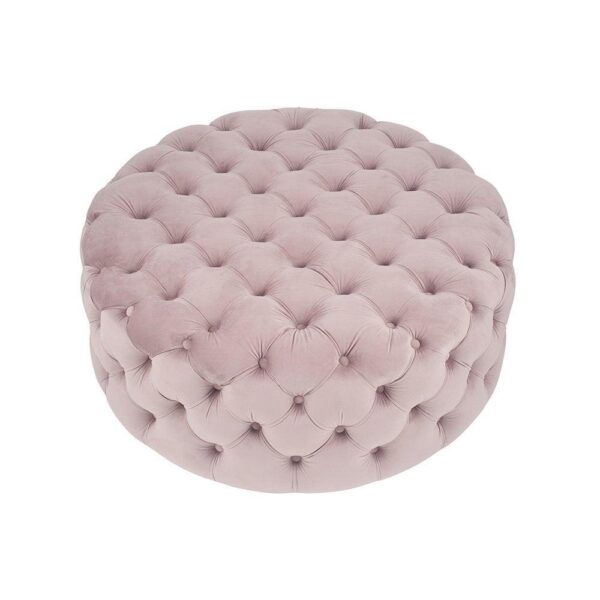 Chesterfield Light Pink Velvet Ottoman 100cm - Avant Garde Furniture