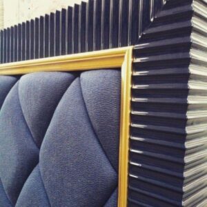 York Blue Velvet Mirror King Bed Suite - Avant Garde Furniture
