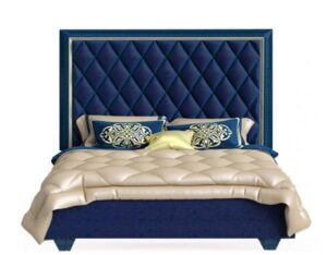 York Blue Velvet Mirror King Bed Suite - Avant Garde Furniture