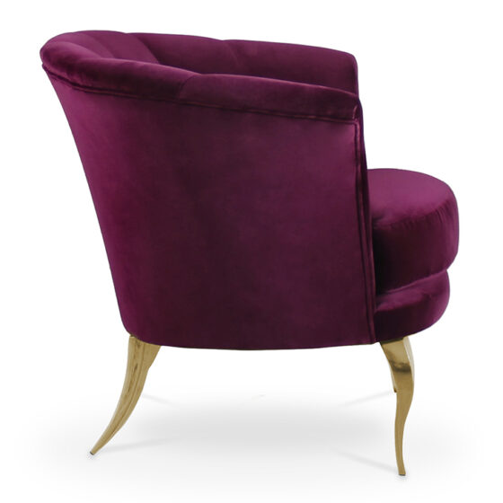 Bailey Maroon Velvet Brass Accent Chair - Avant Garde Furniture