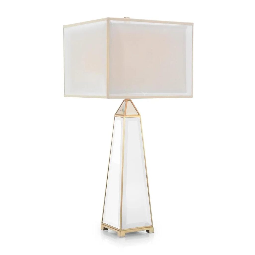 Premier Glass Obelisk Brass Table Lamp with Organza Shade - Avant Garde ...