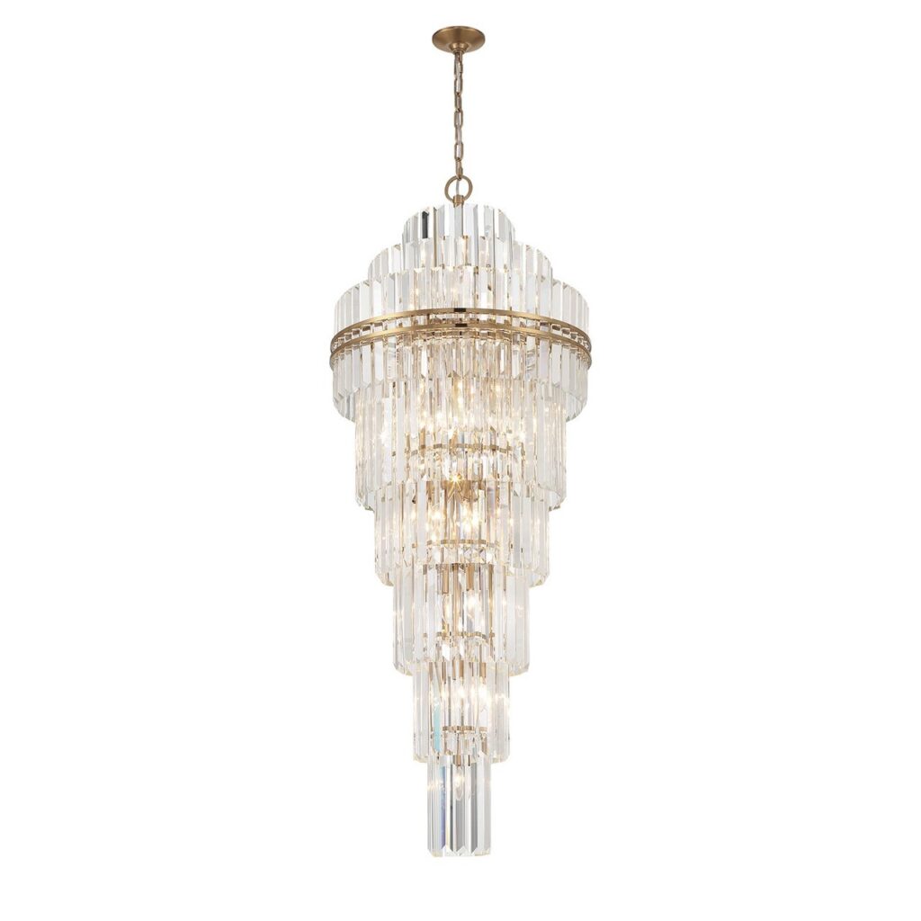Eloise Brushed Brass Crystal Large Chandelier - Avant Garde Furniture