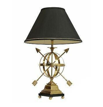 Armillary Brass Sphere Table Lamp with Black Shade 90cm - Avant Garde ...