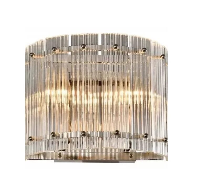 Linear Fluted Glass Nickel Tier Wall Light - Avant Garde Furniture