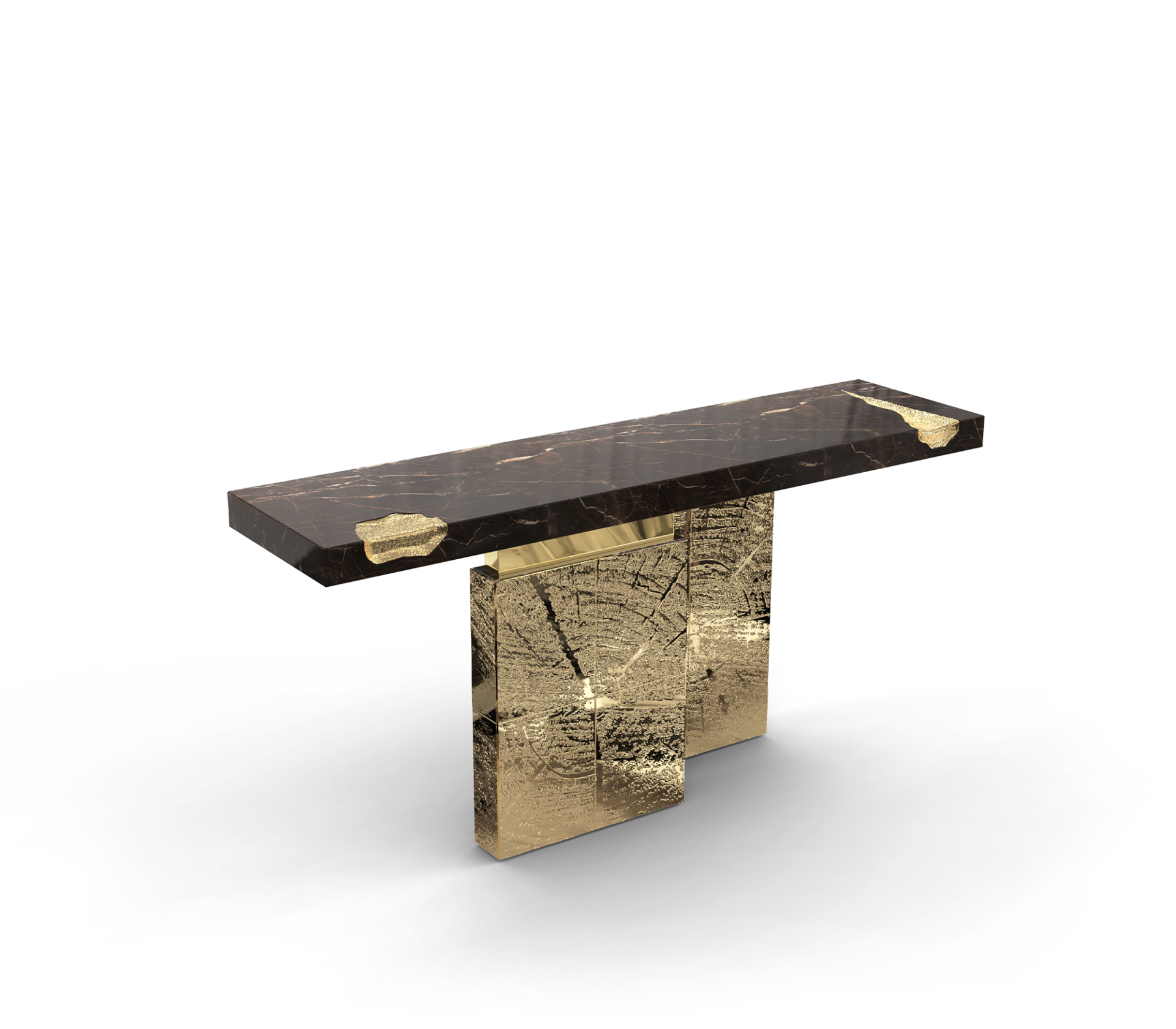 Emperor Brass Emperador Marble Console - Avant Garde Furniture