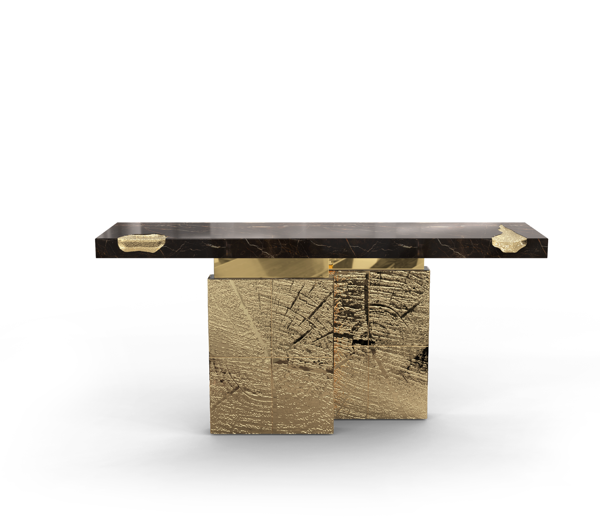 Emperor Brass Emperador Marble Console - Avant Garde Furniture