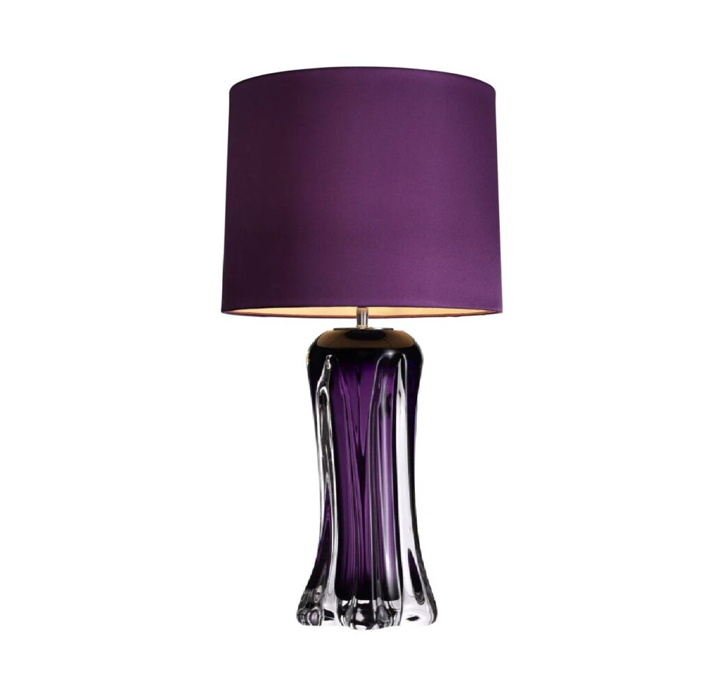 Violetta Purple Glass Lamp with Purple Lamp Shade - Avant Garde Furniture