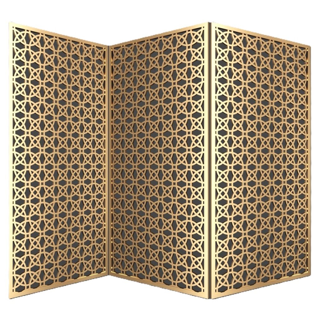 Opera Brass Smoked Glass Folding Screen - Avant Garde Furniture