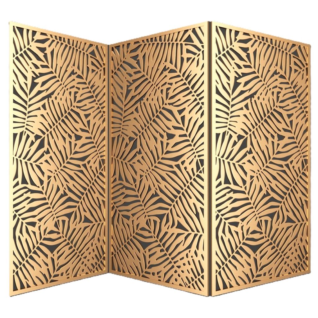 Foliage Brass Smoked Glass Folding Screen - Avant Garde Furniture