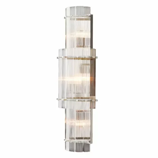 Linear Fluted Glass Nickel Tier Wall Light - Avant Garde Furniture